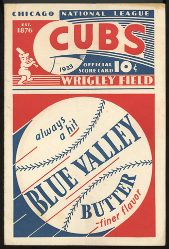 1933 Chicago Cubs Score Card vs New York Giants Mel Ott Unscored ...