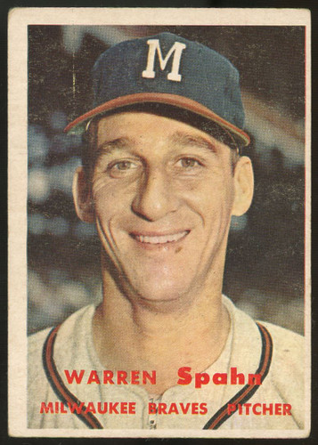 1957 Topps Warren Spahn #90 G/VG (Crease) - Legends Fan Shop