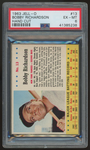 1963 Jell-O Bobby Richardson Hand Cut #13 PSA 6 - Legends Fan Shop