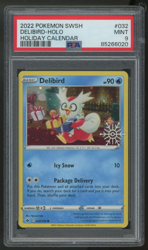 2022 Pokemon Delibird Holiday Calendar Holo #032 PSA 9 - Legends Fan Shop