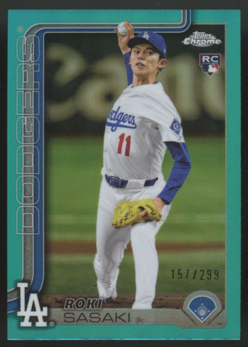 2025 Topps Chrome Roki Sasaki RC Teal Refractor /299 #217 - Legends Fan ...