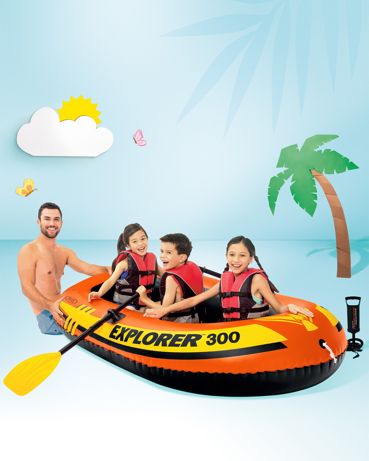 INTEX Explorer™ 300 3 Person Inflatable Boat Set