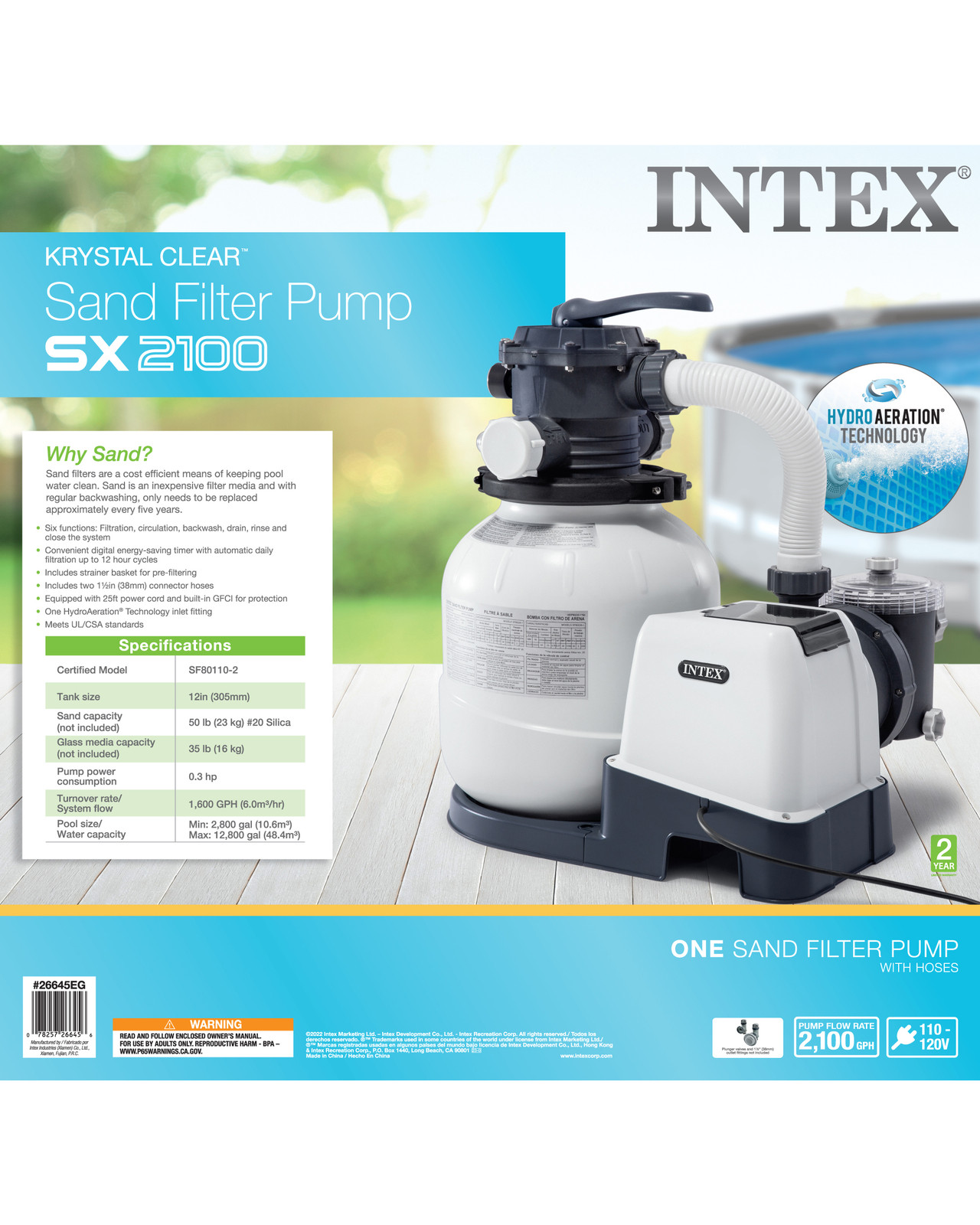 INTEX Krystal Clear™ Sand Filter Pump - 2100 GPH
