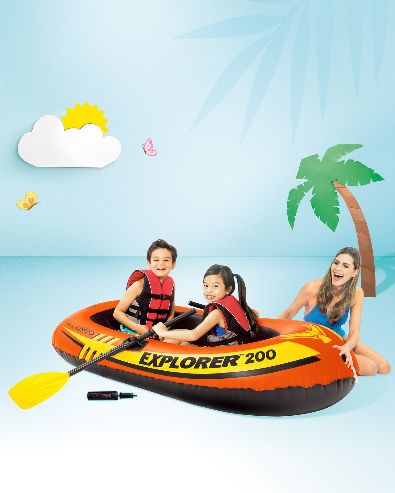 INTEX Explorer™ 200 2 Person Inflatable Boat Set
