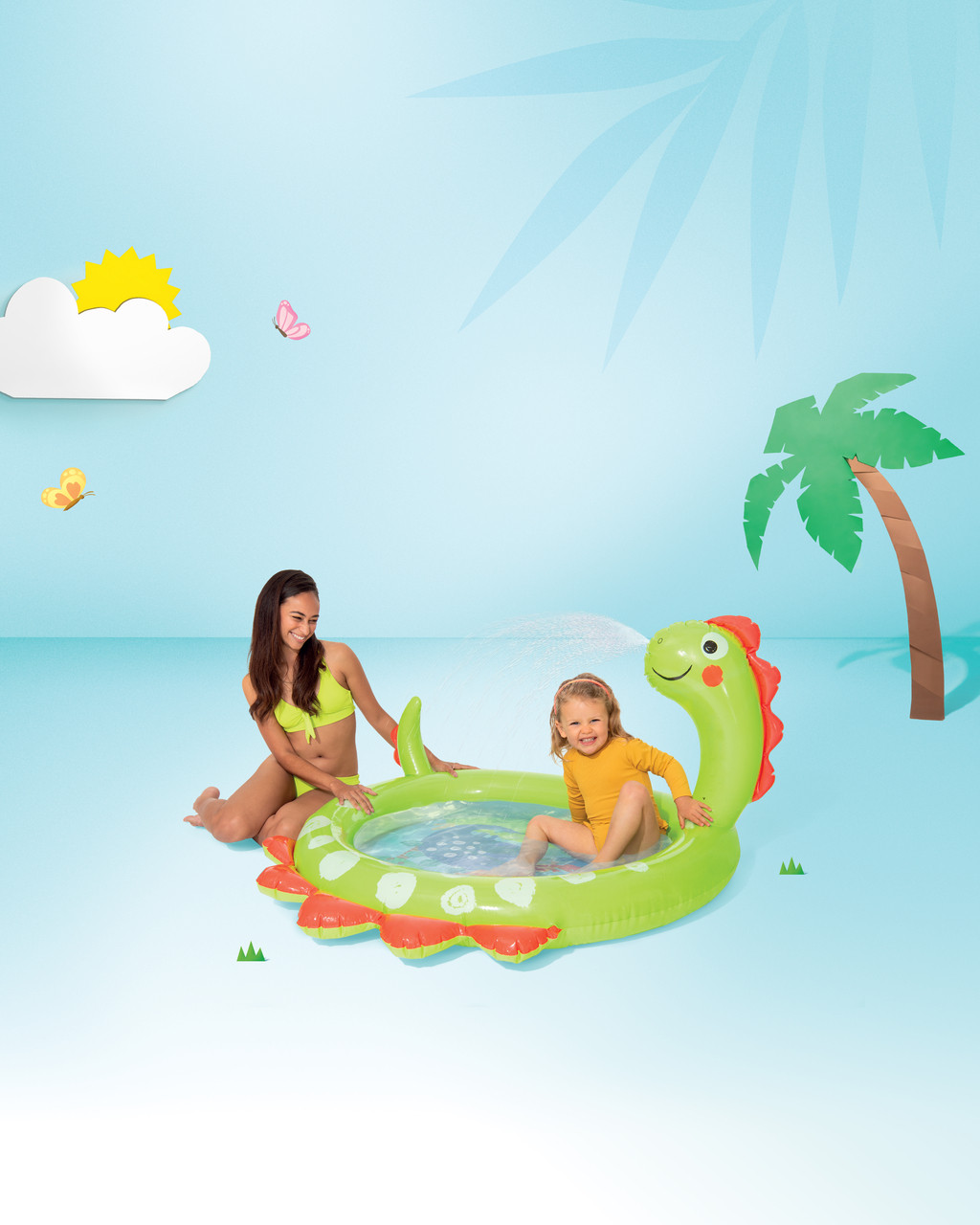 INTEX Dinosaur Inflatable Kiddie Pool w/ Sprayer
