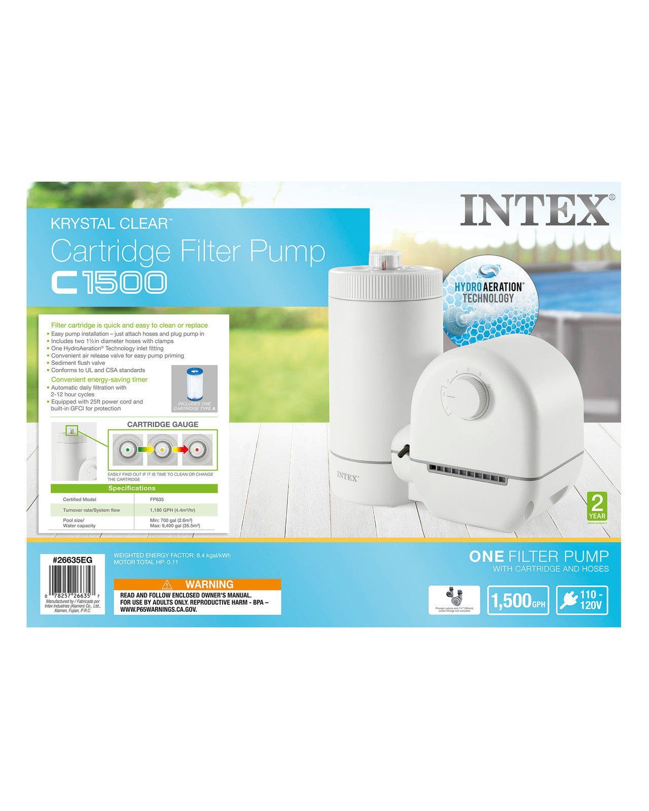INTEX C1500 Krystal Clear Cartridge Filter Pump