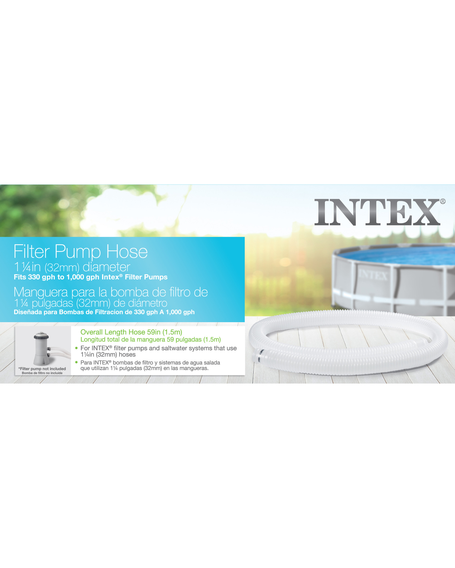 INTEX 1.25" Accessory Hose for Above Ground Pool Pumps and Saltwater ...