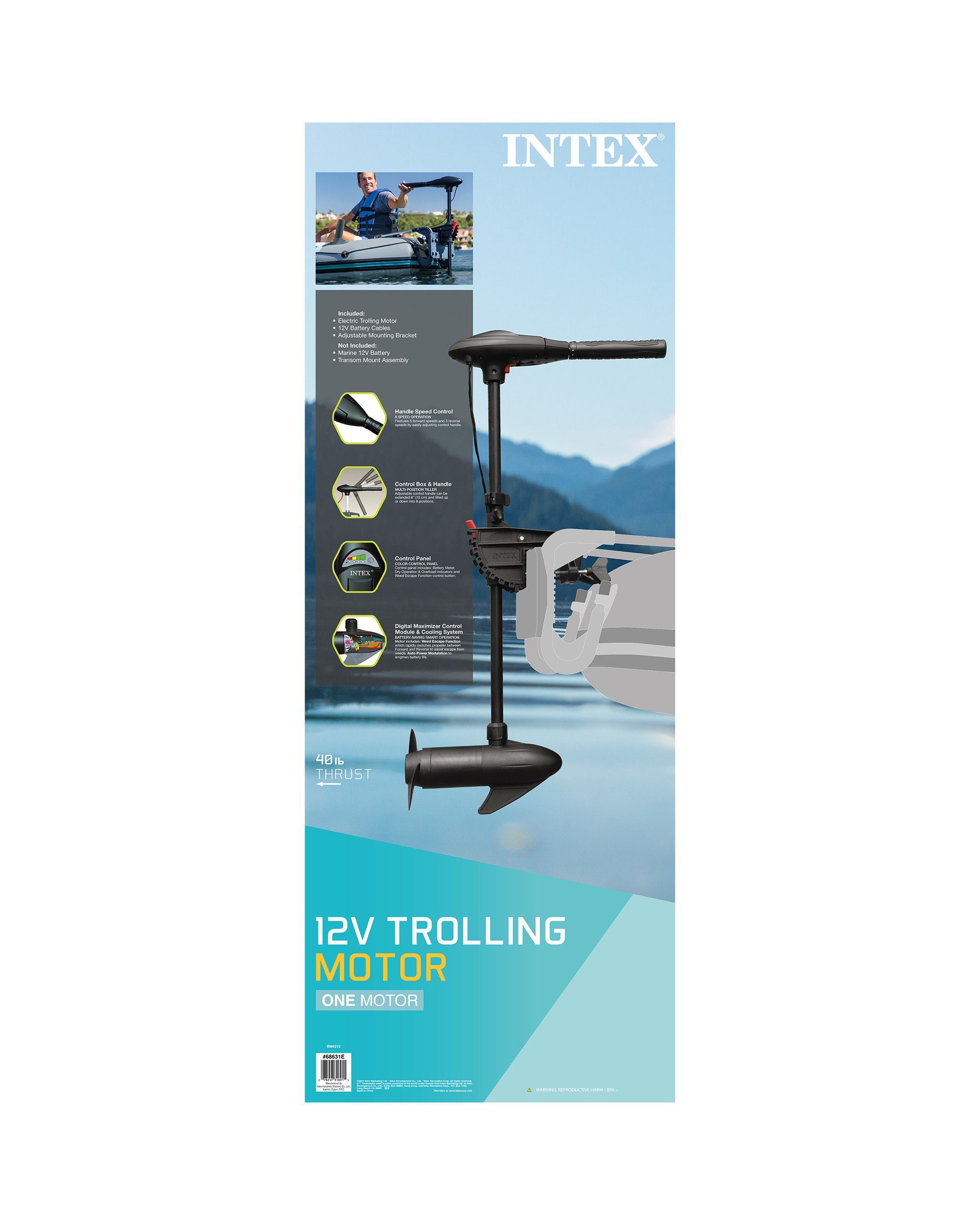 INTEX Transom Mount Trolling Motor for Inflatable Boats