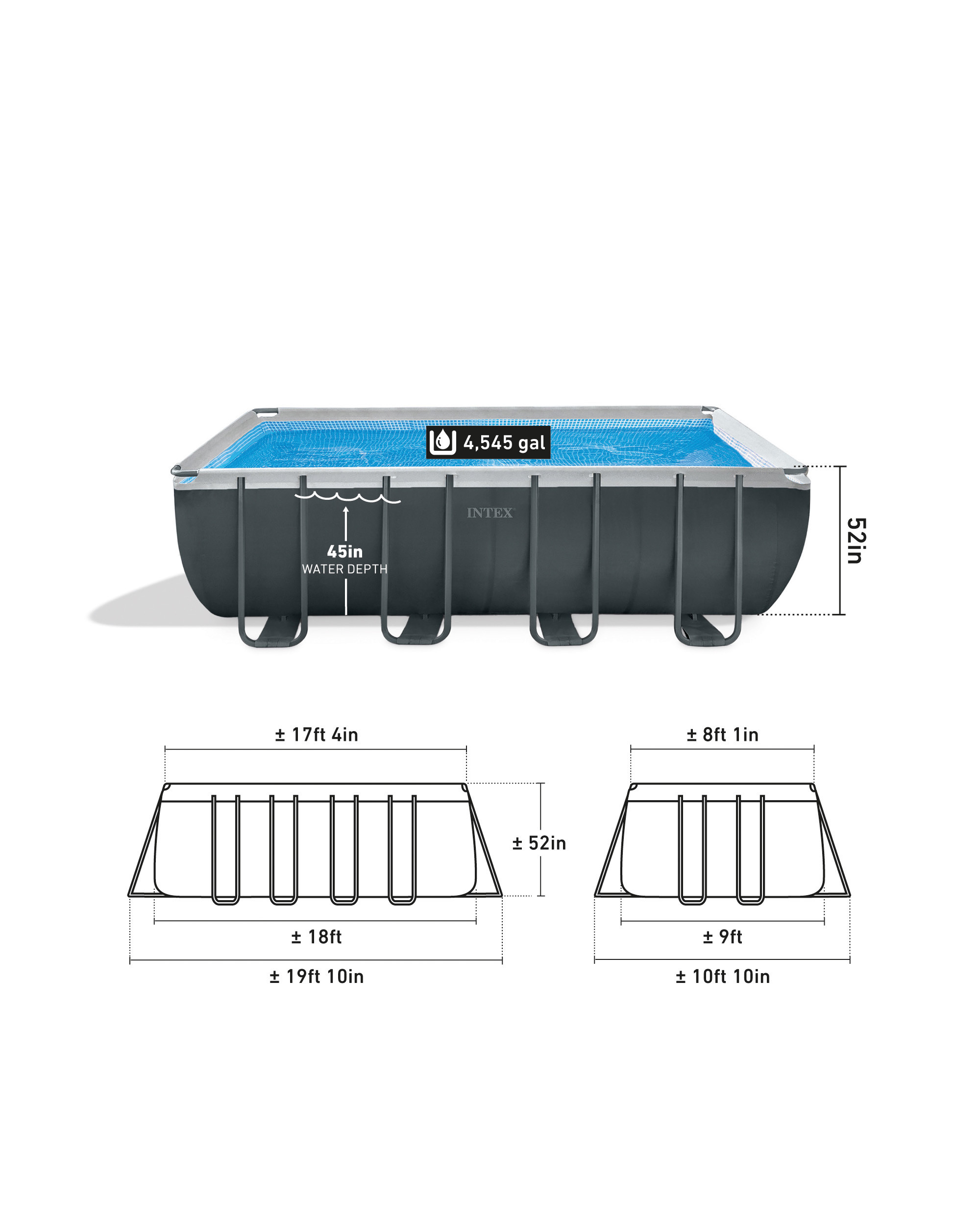 INTEX Rectangular Ultra XTR® Frame Above Ground Pool w/ Sand Filter ...