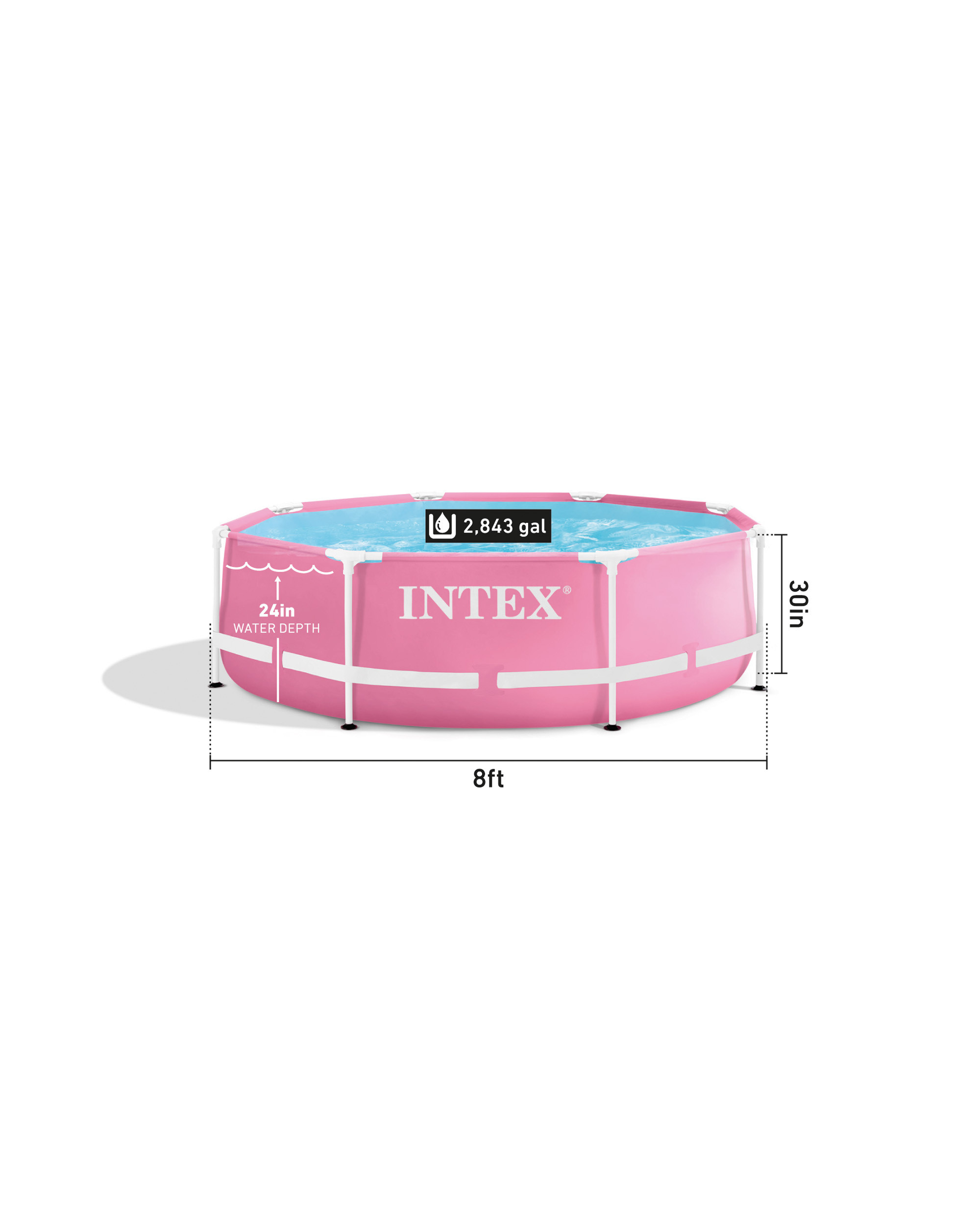 INTEX Pink Metal Frame Above Ground Pool - 8' x 30"