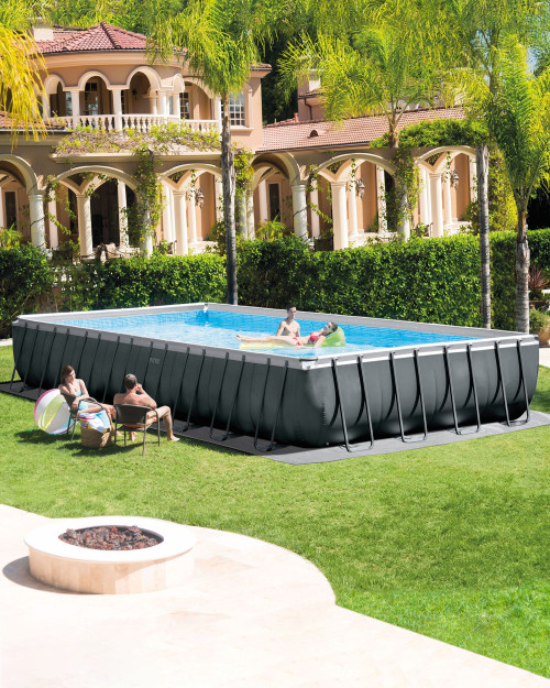 INTEX Rectangular Ultra XTR® Frame Above Ground Pool w/ Sand Filter ...
