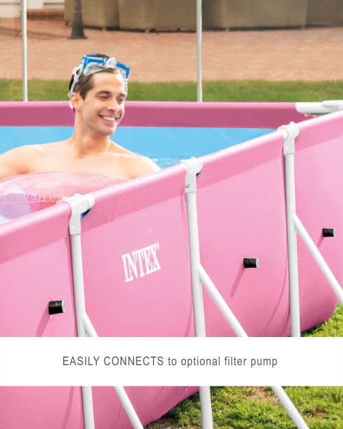INTEX Pink Rectangular Frame Above Ground Pool - 2.2M x 1.5M x 0.6M