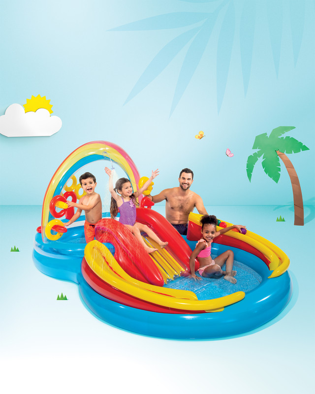 INTEX Rainbow Ring Inflatable Play Center with Slide
