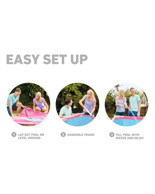 INTEX Pink Rectangular Frame Above Ground Pool - 2.2M x 1.5M x 0.6M