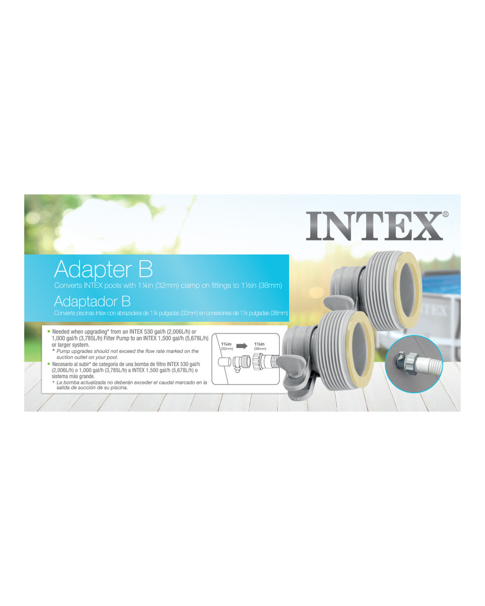 INTEX 1.25in to 1.5in Type B Hose Adapters for Above Ground Pool Pumps ...