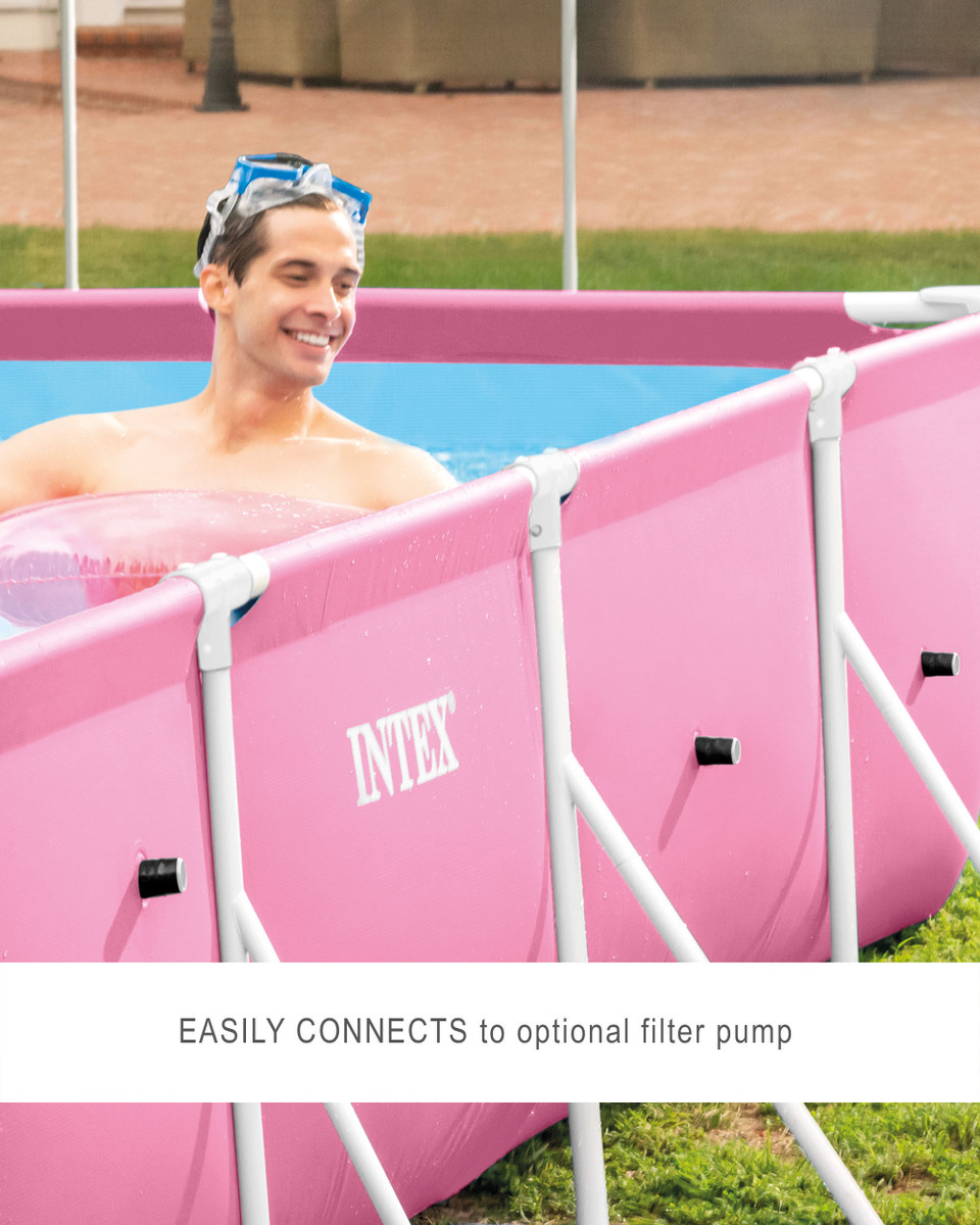 INTEX Pink Rectangular Frame Above Ground Pool - 2.2M x 1.5M x 0.6M