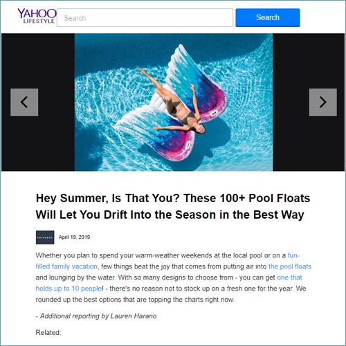5/7/2019 - Intex Angel Wing Mat Ranks First on the Top 100 Pool Floats by Yahoo! - Intex ...