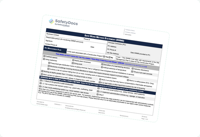 Free SWMS Template – Safe Work Method Statement Download | SafetyDocs ...