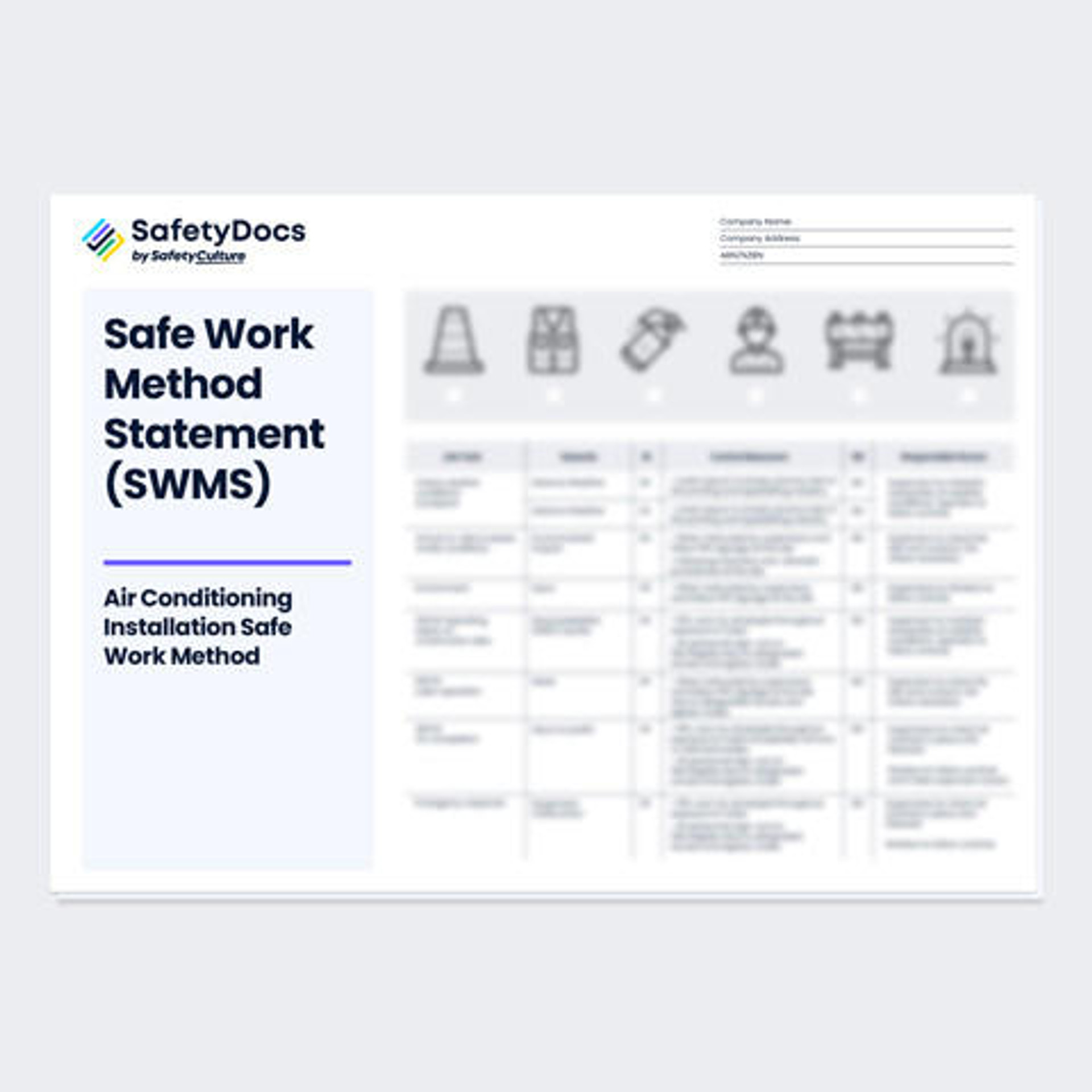 Air Conditioning System Installation SWMS | SafetyDocs PDF & Word Templates