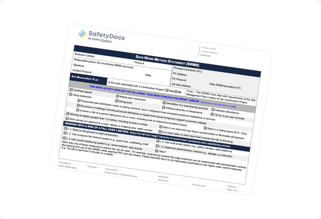 Free SWMS Template – Safe Work Method Statement Download | SafetyDocs ...