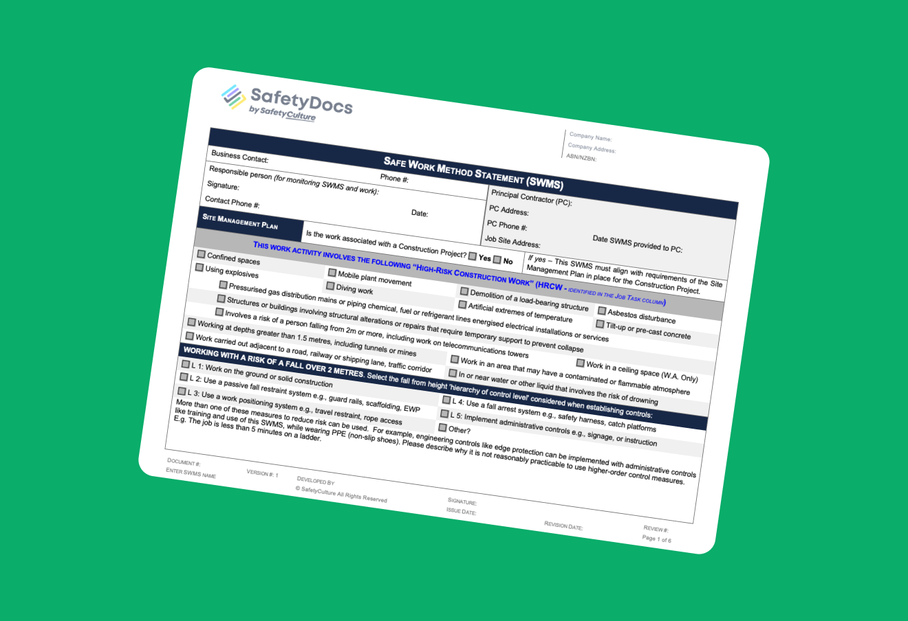 Insulation SWMS | Safe Work Method Statement | SafetyDocs