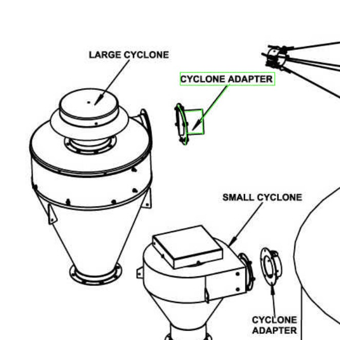Cyclone Tube Adapter Assembly - 6" (for Cyclone Pkg. Large, RH Grain Entry)