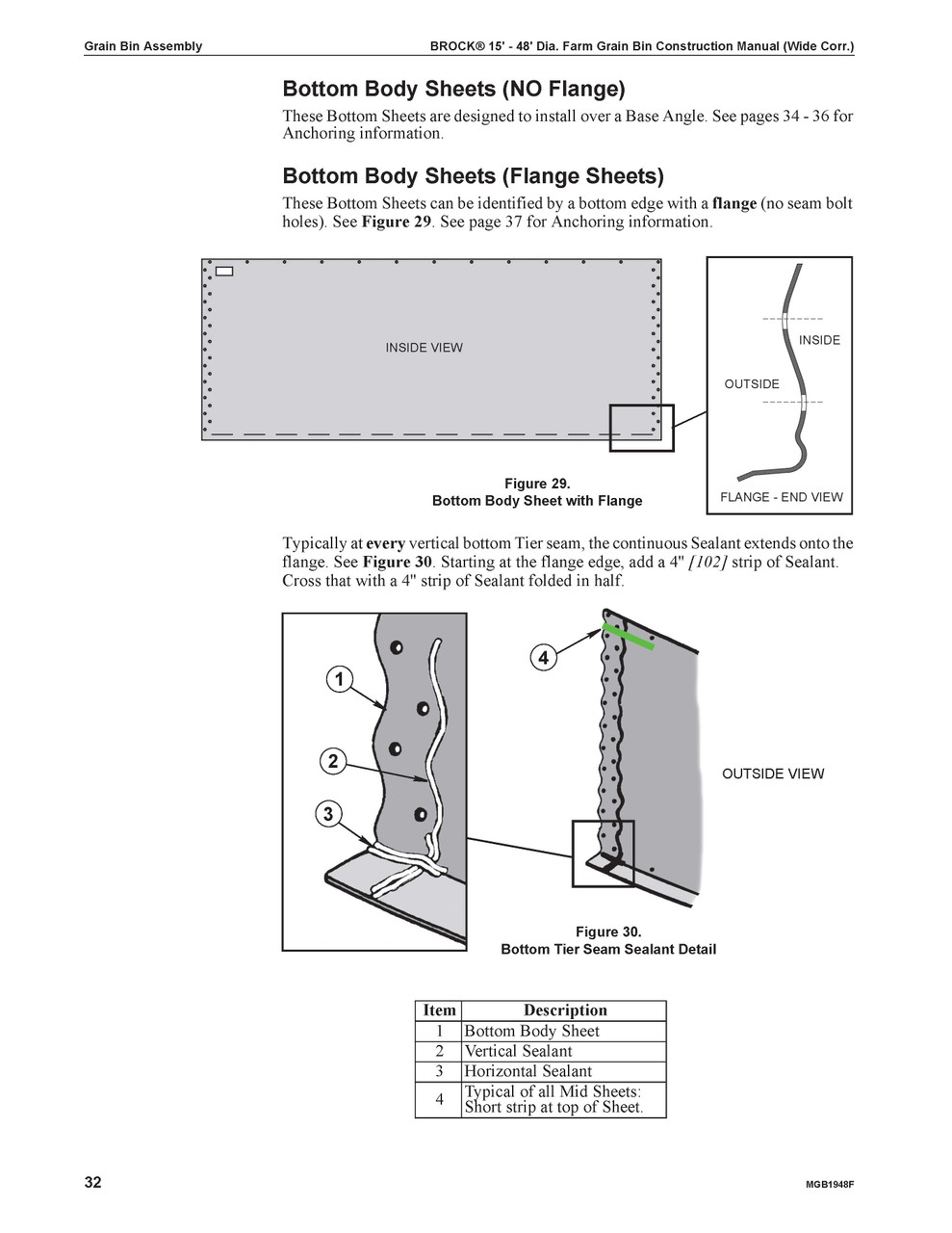 Brock 4" Wide Corr. Farm Grain Bin Parts Finder