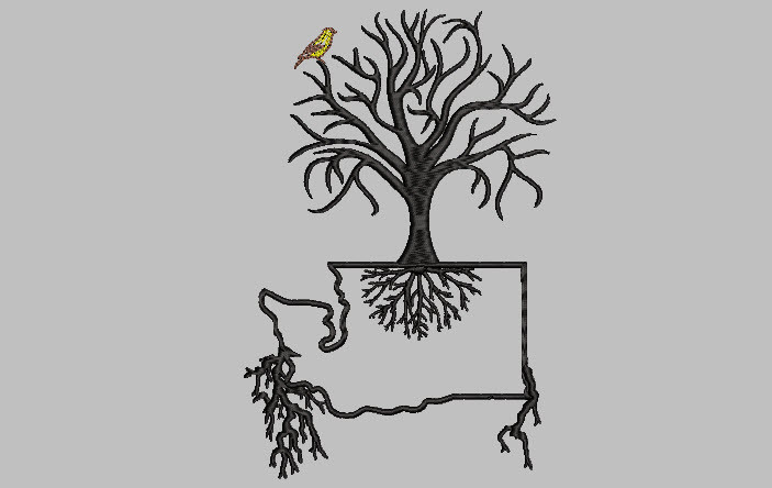 Washington Roots Filled Embroidery Design ***DIGITAL DOWNLOAD*** - DD2BD