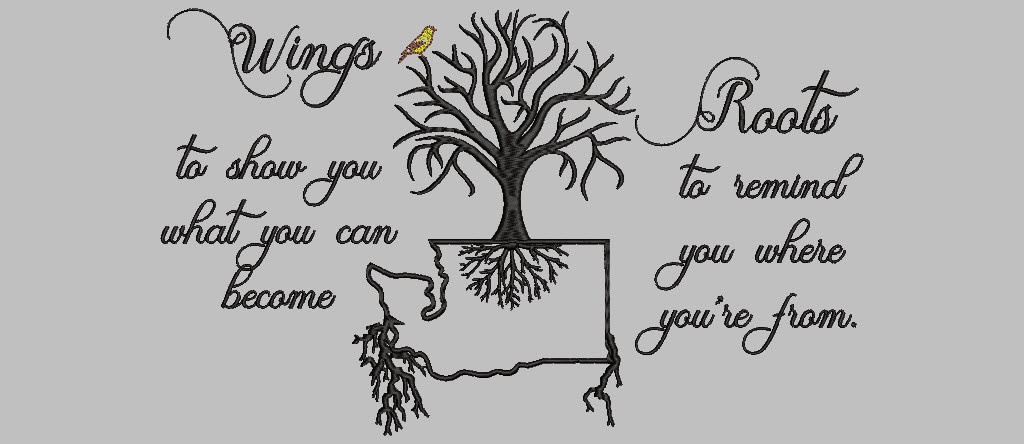 Washington Roots Filled Embroidery Design ***DIGITAL DOWNLOAD*** - DD2BD