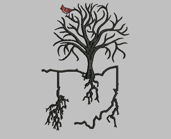 Ohio Roots Filled Embroidery Design ***DIGITAL DOWNLOAD*** - DD2BD