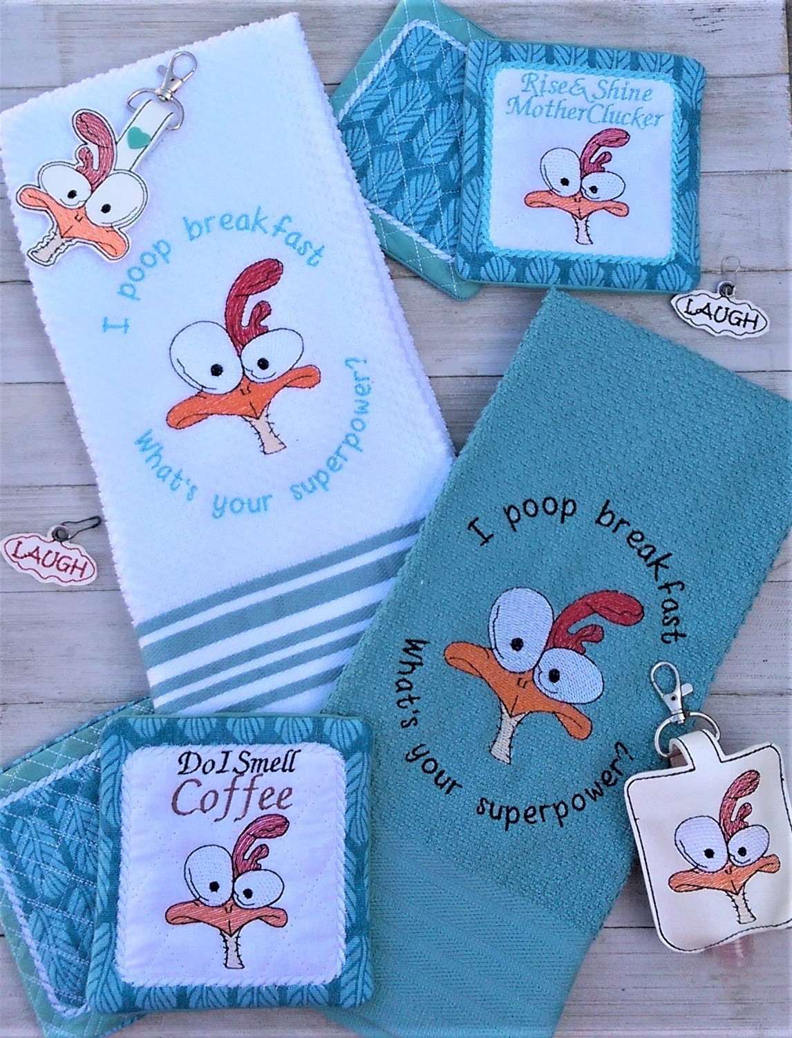 Chicken Snap Tab Set Applique/ Embroidery Design ***DIGITAL DOWNLOAD ...