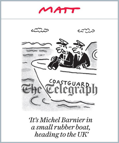 40074761-Matt Cartoon Coastguard It's Michel Barnier in a small rubber ...