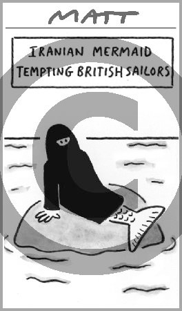 13635503-Matt Cartoon Iranian Mermaid Tempting British Sailors ...