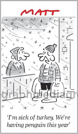 16755204-Matt Cartoon I'm sick of turkey. We're having penguin this ...