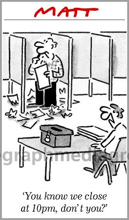 14724969-Matt Cartoon You know we close at 10pm, don't you? - Telegraph ...