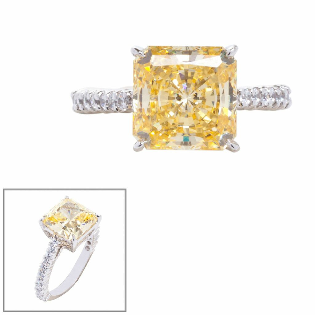 Square Canary Center Stone With Trailing Sides - Fantasia by DeSerio