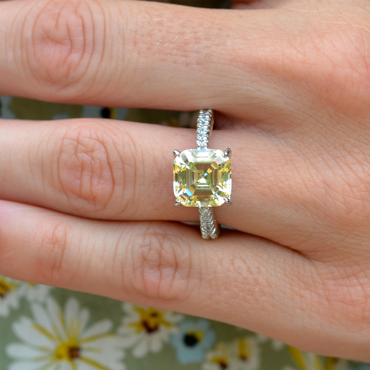 Square Canary Center Stone With Trailing Sides - Fantasia by DeSerio