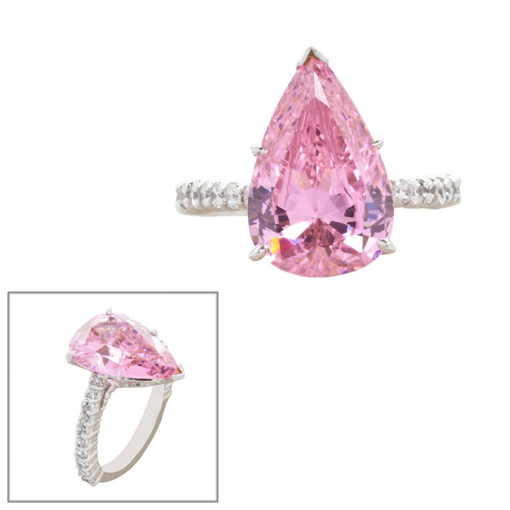 Pink Pear with Partial Pave Band - Fantasia by DeSerio