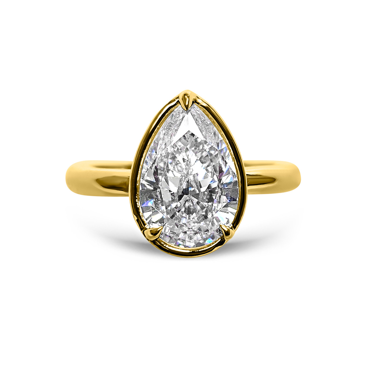 Bezel Set Pear Shape Ring(3 TCW) - Fantasia by DeSerio