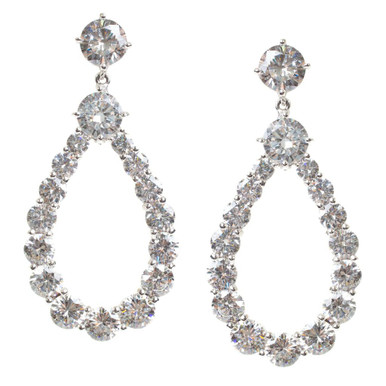 OPEN PEAR ROP EARRING - EF1070/CZ - Fantasia by DeSerio