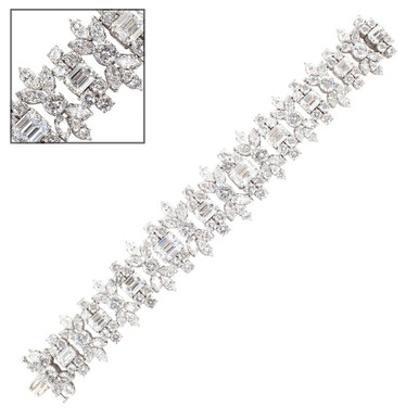 WIDE EMERALD CUT/PEARSHAPE AND RD BACELET - BF979/CZ - Fantasia by DeSerio