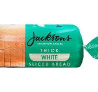 F323 Jacksons Thick White Sliced Bread - 800g x6 - 5/27xp