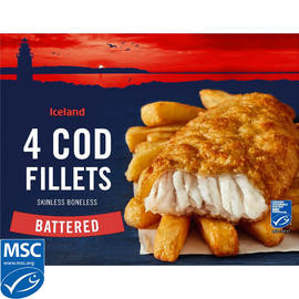 Iceland Battered Cod Fillets 4pk 440g, Imported Battered Cod Fillets ...