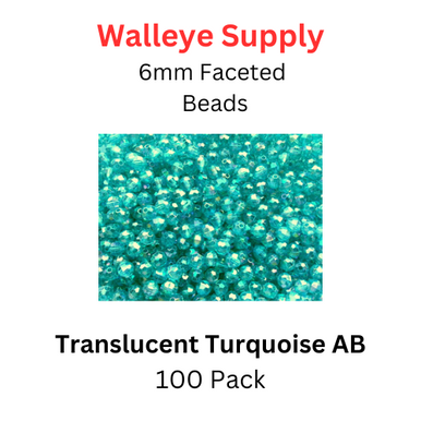Beads 6mm Faceted TRANS.TURQUOISE AB 100/PK - walleyesupply.com