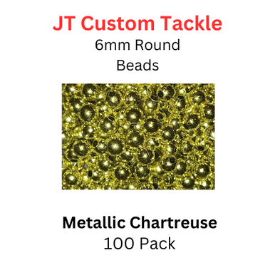 JT 6mm METALLIC CHARTREUSE Beads 100/PK - walleyesupply.com