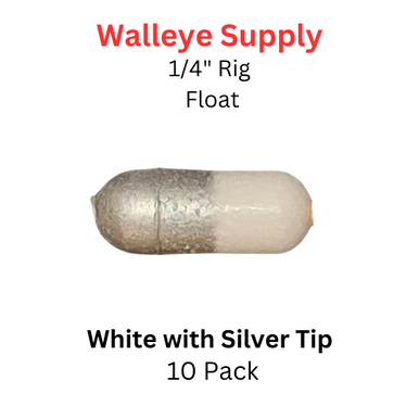 RIG FLOATS 1/4" WHITE/SILVER TIP - walleyesupply.com