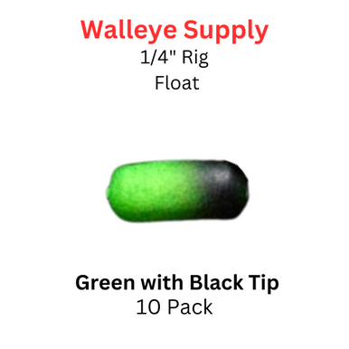 RIG FLOATS 1/4" GREEN/BLACK TIP - walleyesupply.com