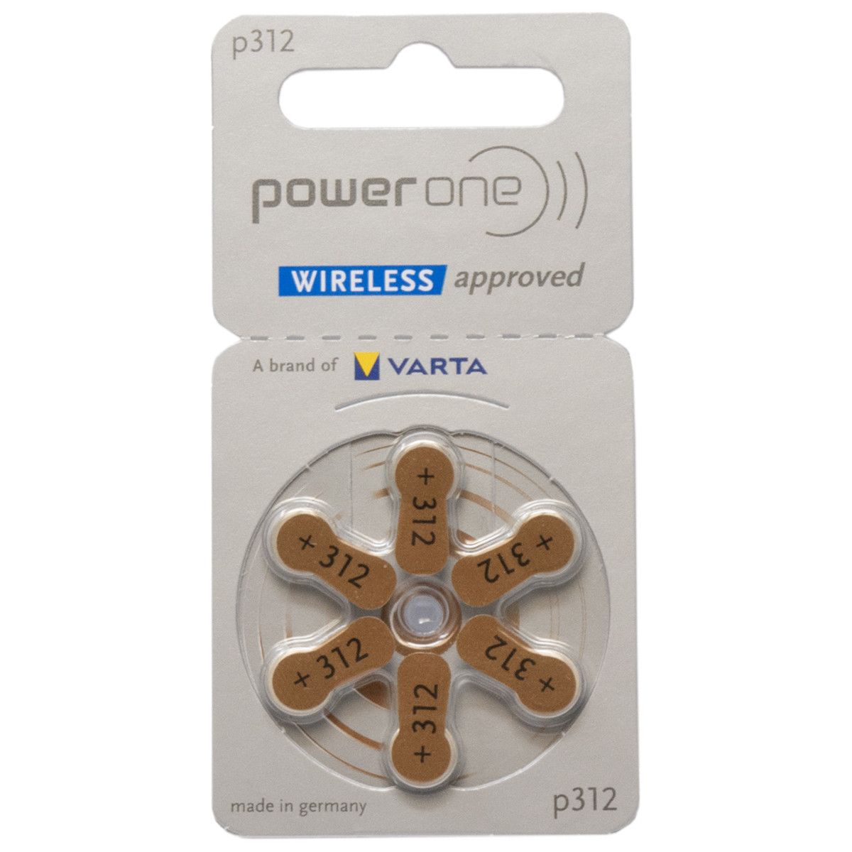 Size P312 PowerOne Hearing Aid Batteries (60 pcs - 1 Box)