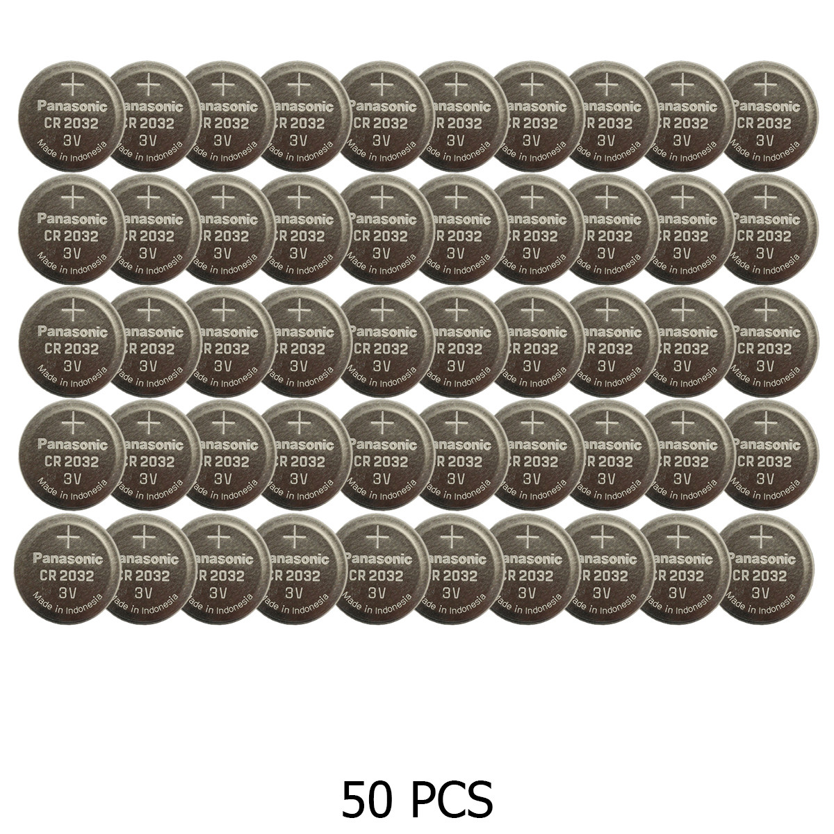 50-Pack CR2032 Panasonic 3 Volt Lithium Coin Cell Batteries