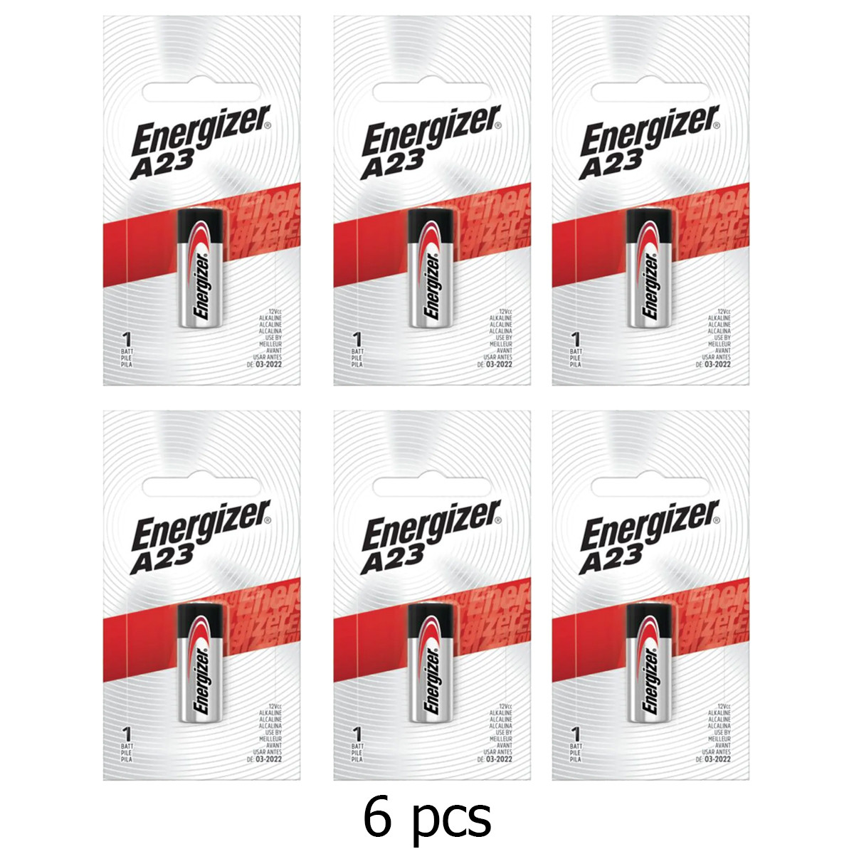 6-Pack A23 Energizer 12 Volt Alkaline Batteries